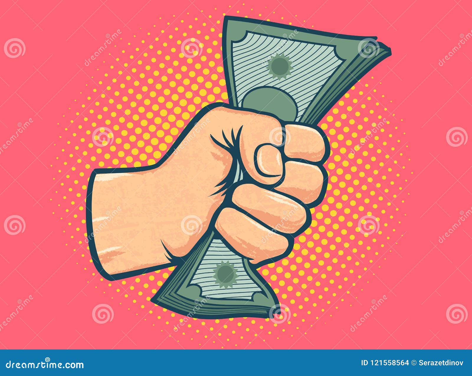 Hand with money stock vector. Illustration of finger - 121558564