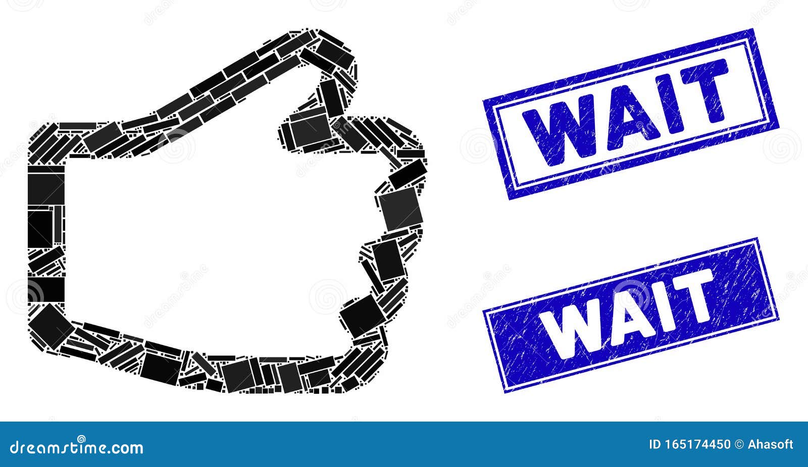 Hand Mosaic and Scratched Rectangle Wait Seals Stock Vector ...