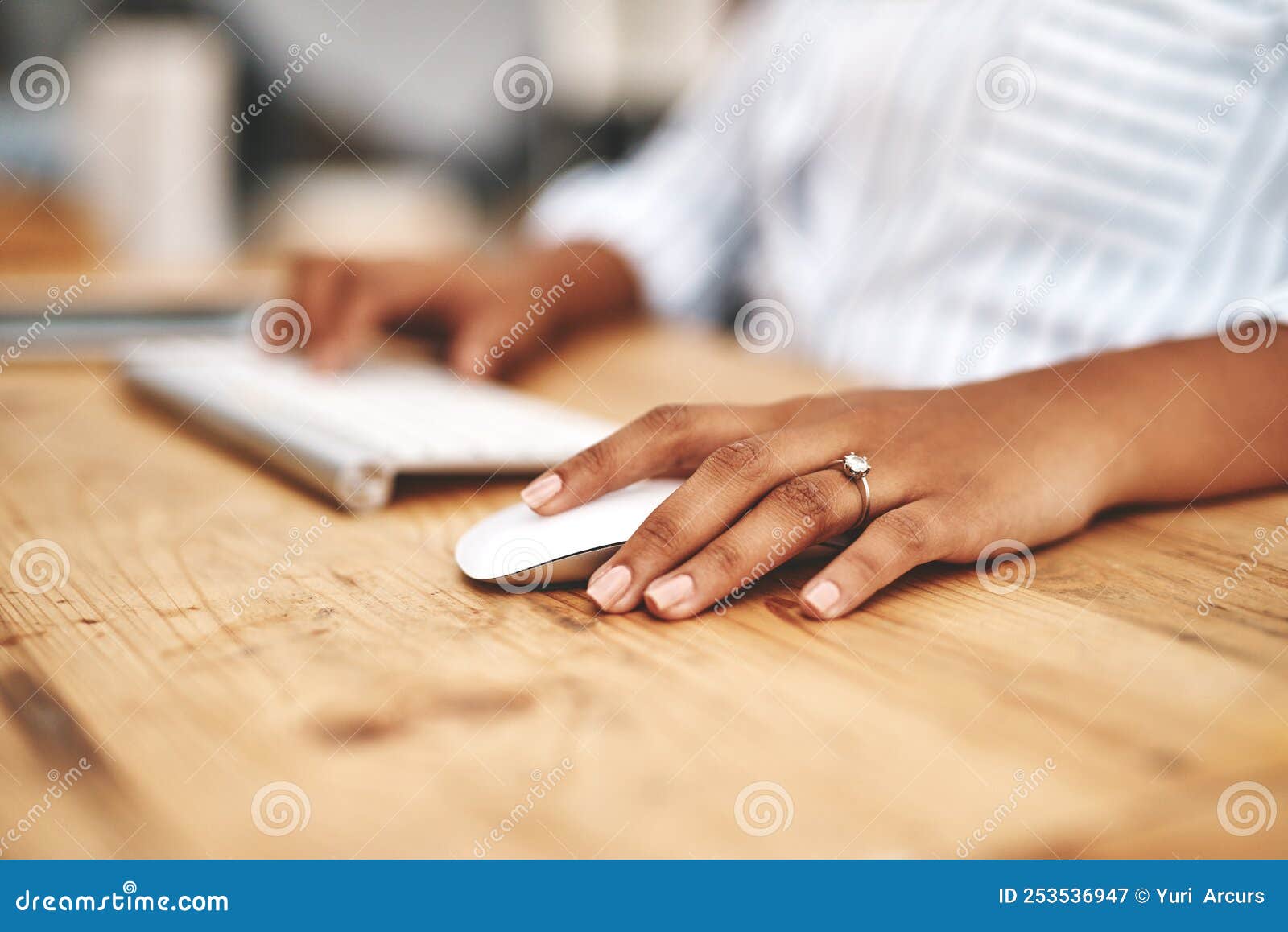 Hand on a Mouse, Clicking and Scrolling while Browsing Online and ...