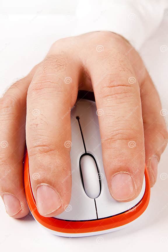 Hand and mouse close-up stock photo. Image of industry - 11858240