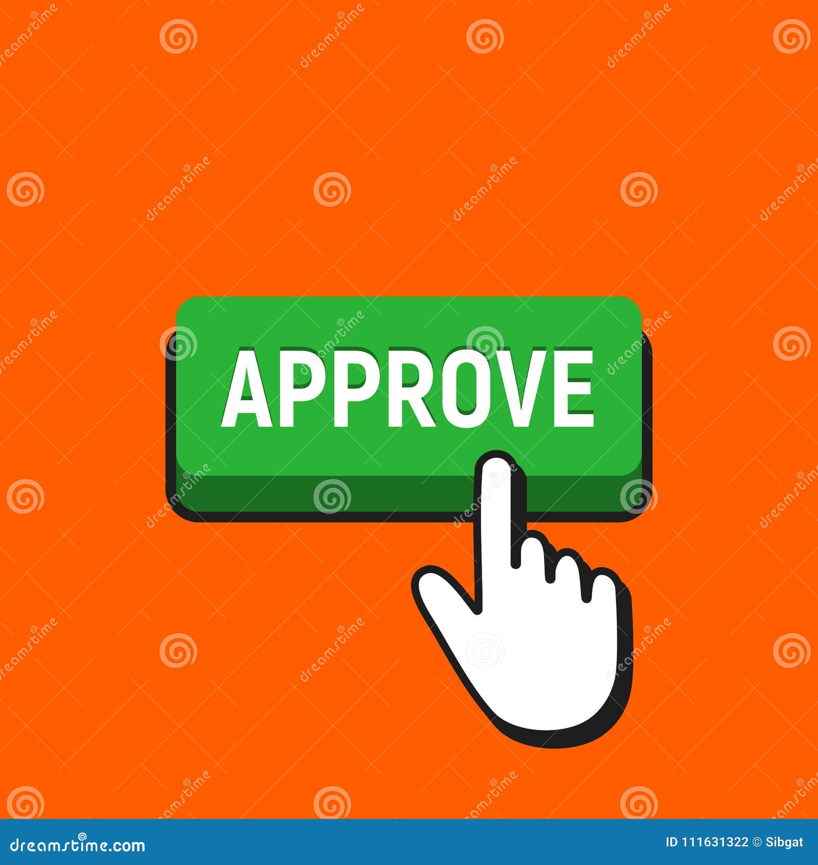 Hand Mouse Cursor Clicks the Approve Button. Stock Vector ...