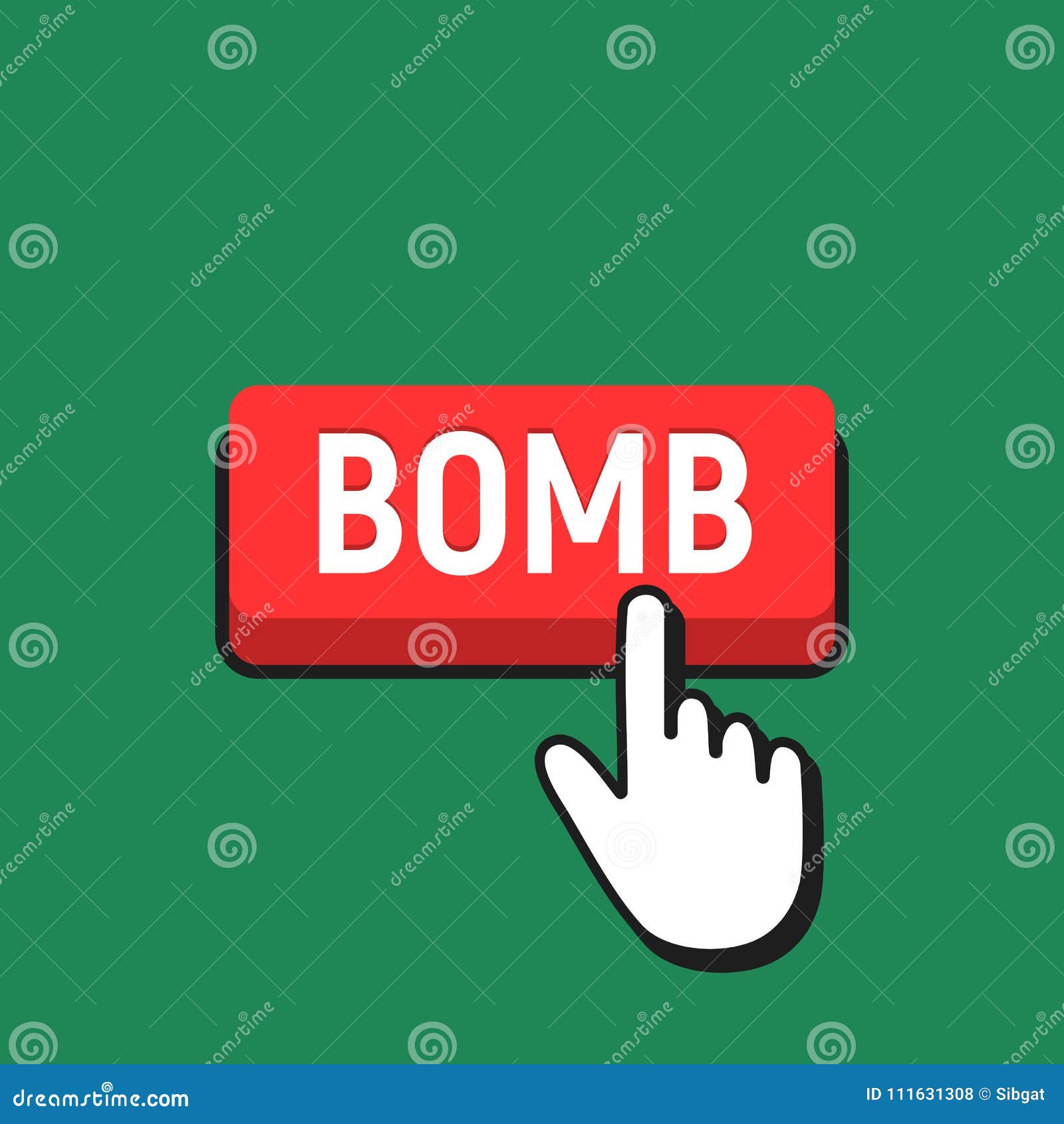 Hand Mouse Cursor Clicks the Bomb Button. Stock Vector - Illustration ...