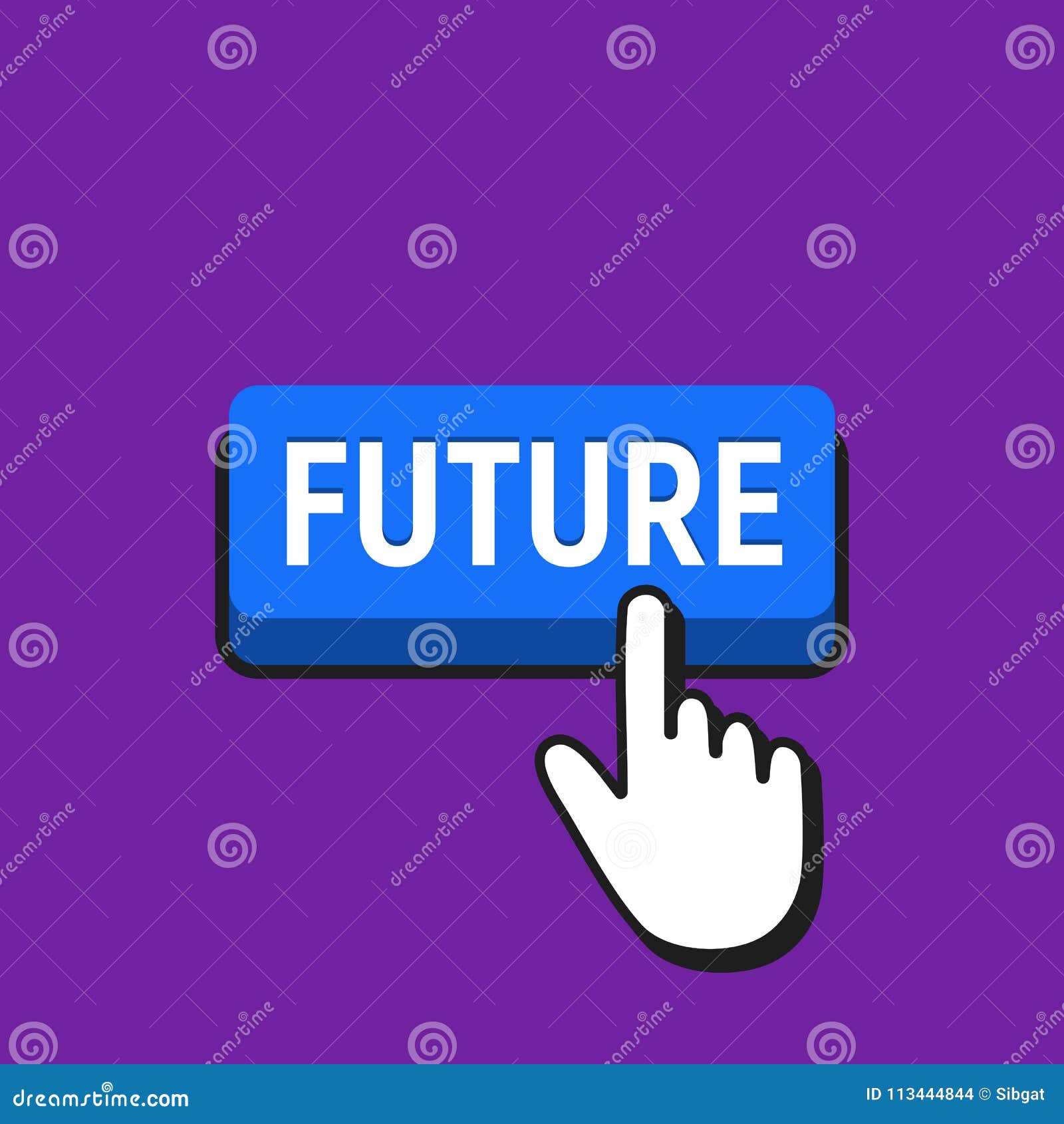 Hand Mouse Cursor Clicks the Future Button. Stock Vector - Illustration ...