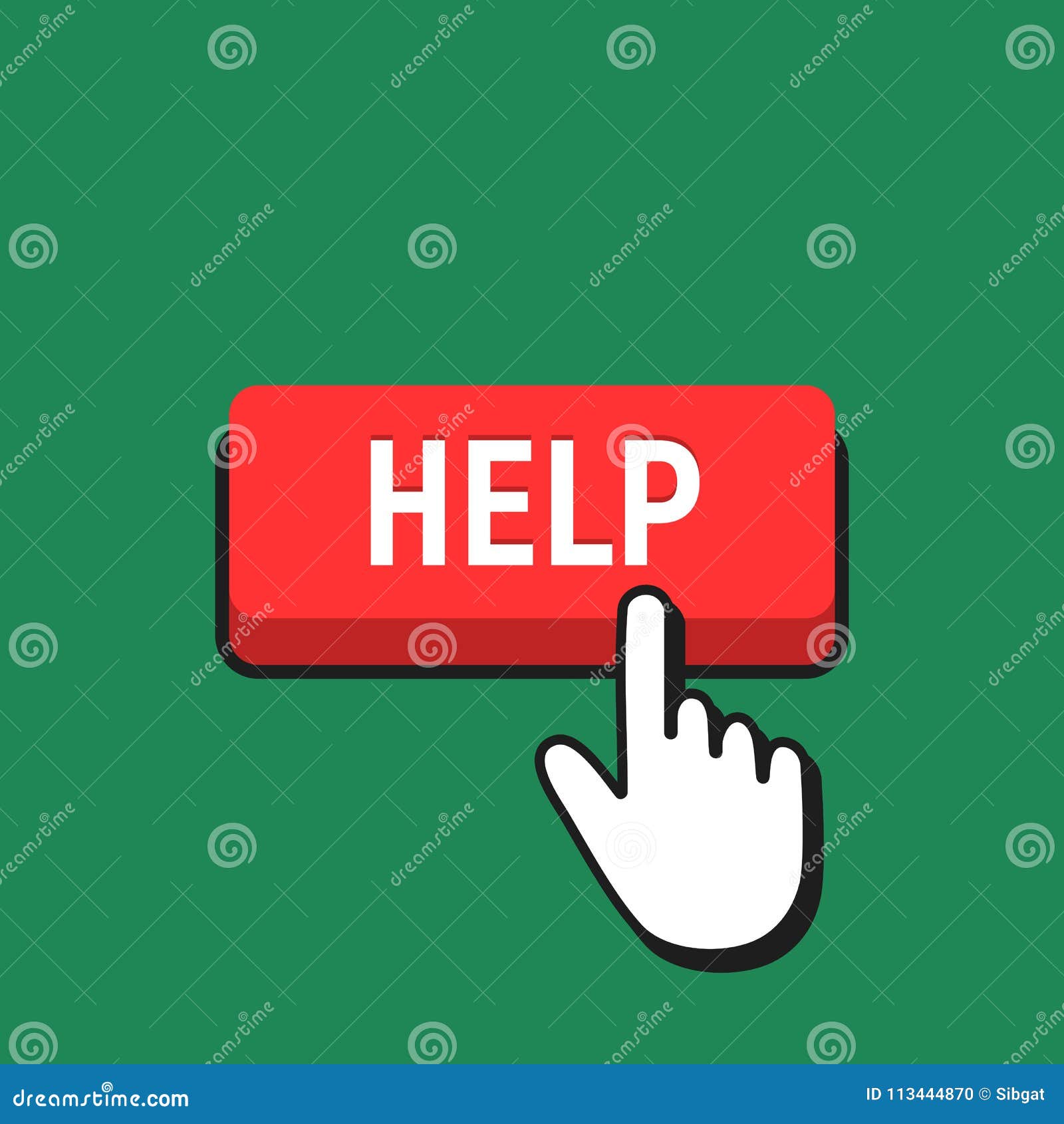 Hand Mouse Cursor Clicks the Help Button. Stock Vector - Illustration ...