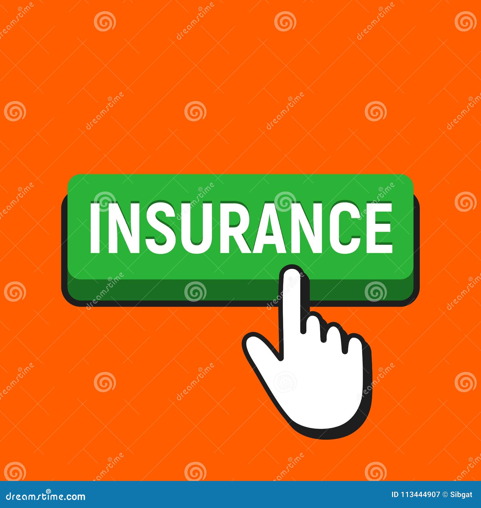 Insurance With A Button Vector Icon On White Background. Flat Vector ...