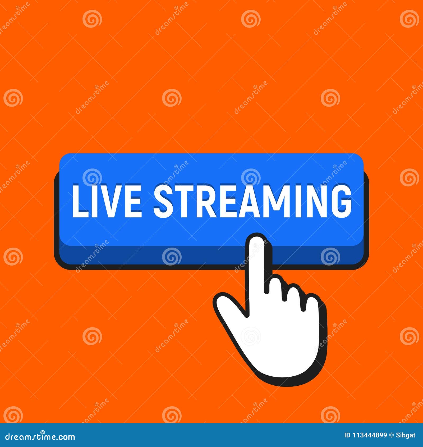 Hand Mouse Cursor Clicks the Live Streaming Button. Stock Vector ...