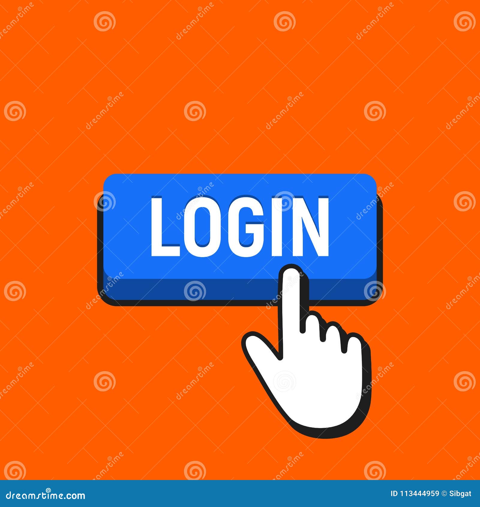 Hand Mouse Cursor Clicks the Login Button. Stock Vector - Illustration ...