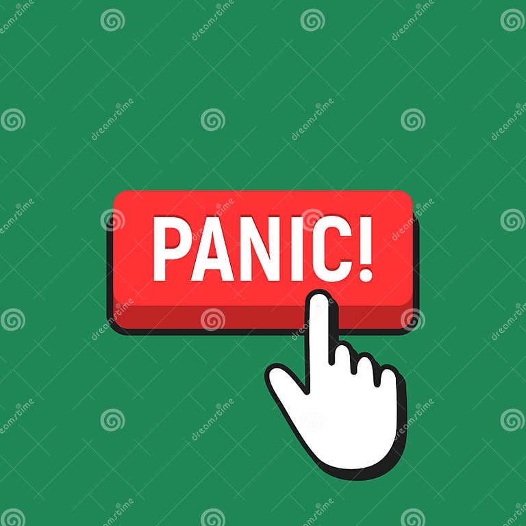 Hand Mouse Cursor Clicks the Panic Button. Stock Vector - Illustration ...