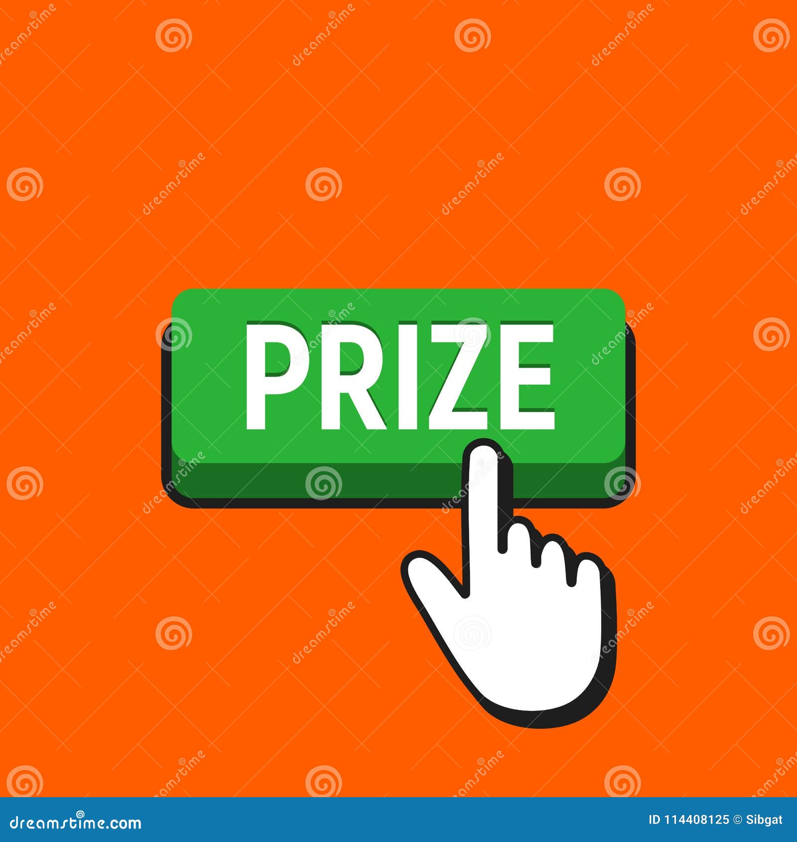 Hand Mouse Cursor Clicks the Prize Button. Stock Vector - Illustration ...