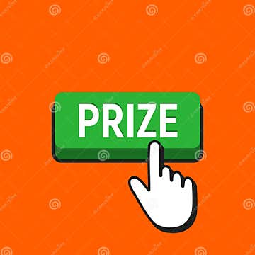 Hand Mouse Cursor Clicks the Prize Button. Stock Vector - Illustration ...
