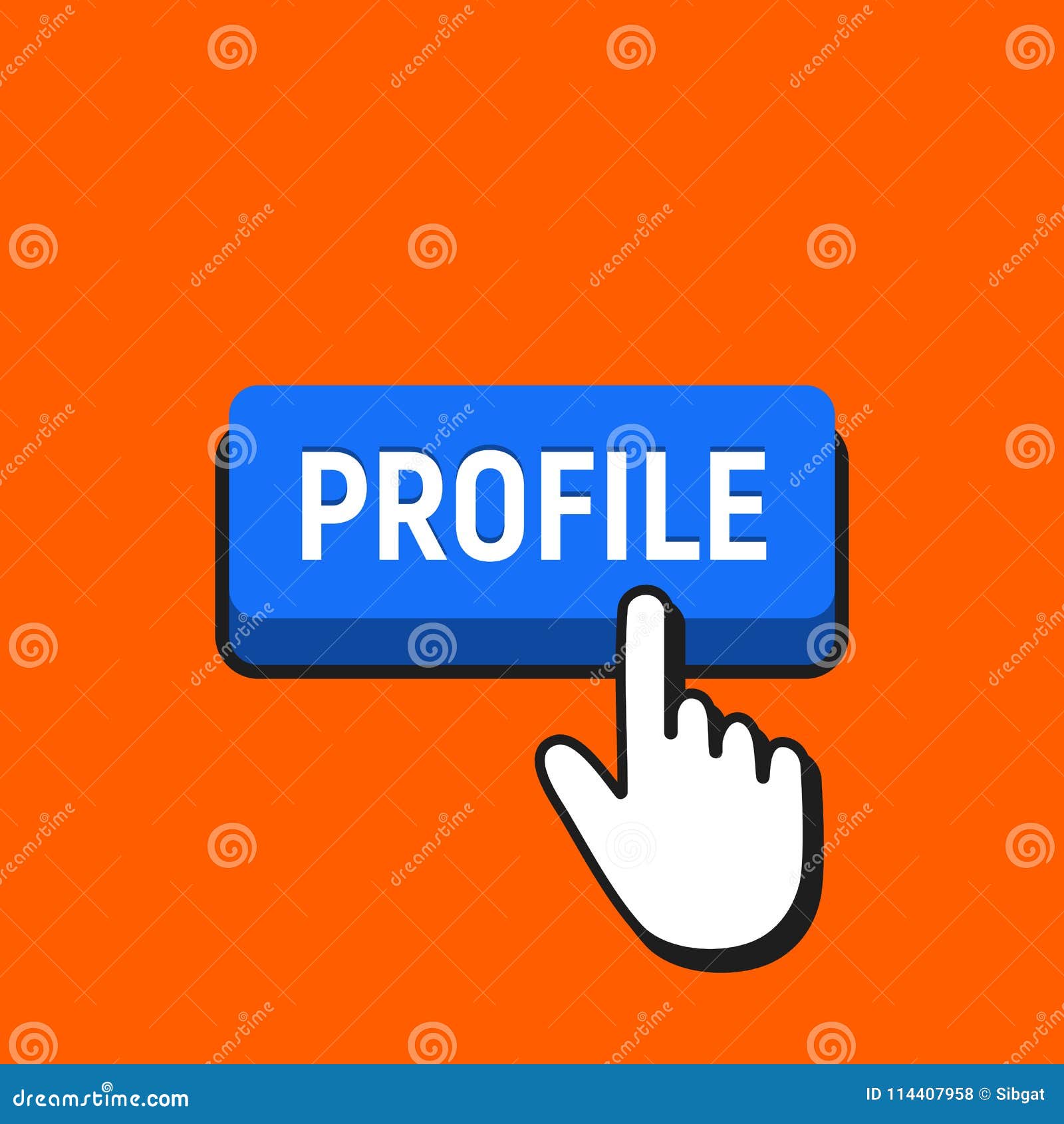 Hand Mouse Cursor Clicks the Profile Button. Stock Vector - Illustration of flat, pressing ...