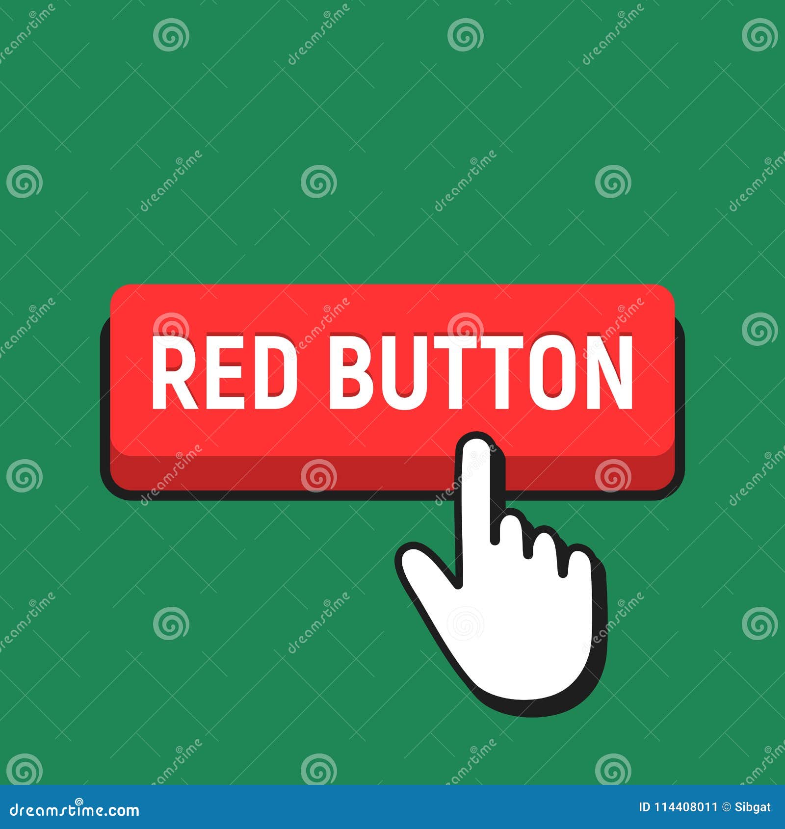 Hand Mouse Cursor Clicks the Red Button. Stock Vector - Illustration of ...