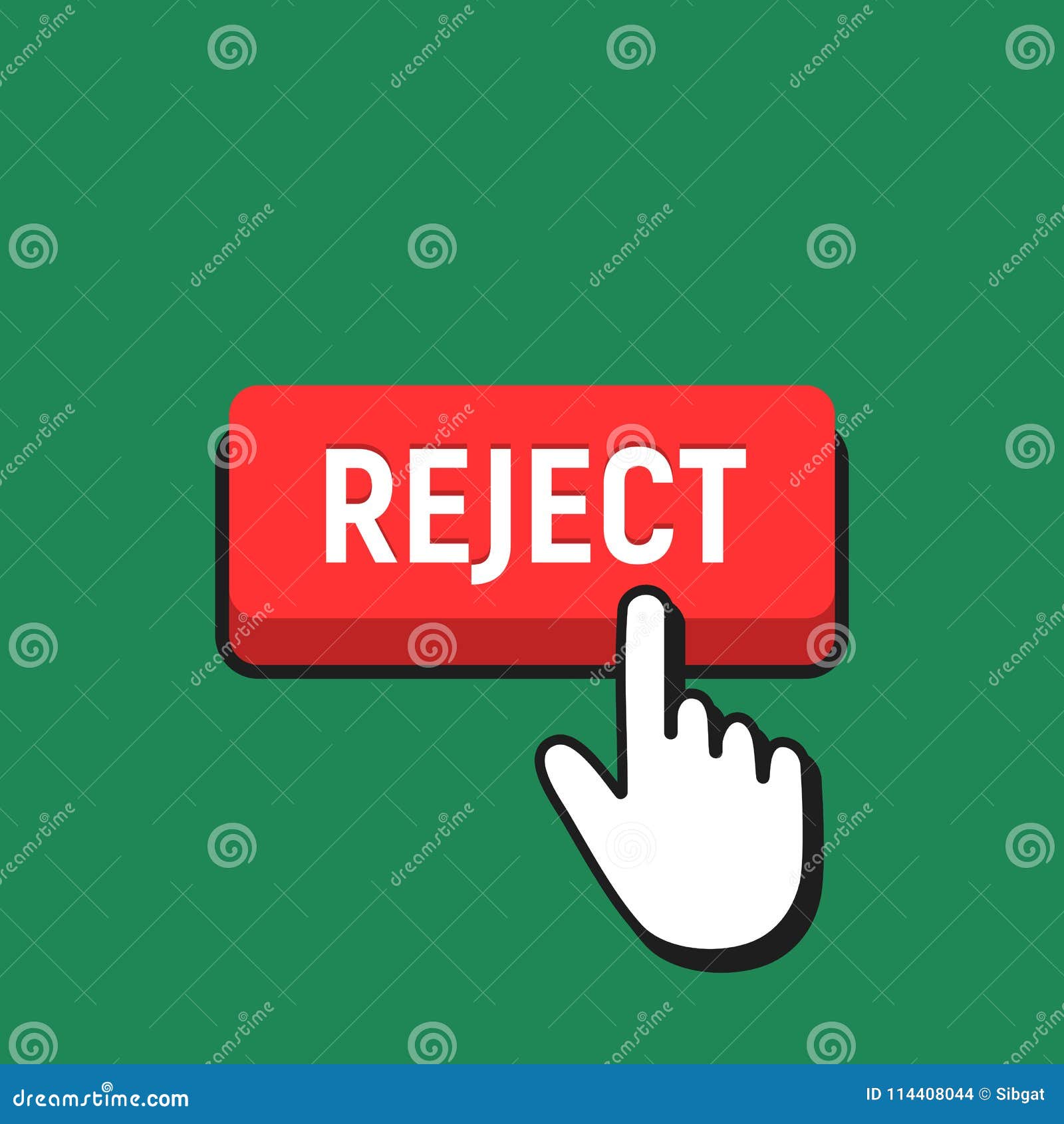 Hand Mouse Cursor Clicks the Reject Button. Stock Vector - Illustration ...