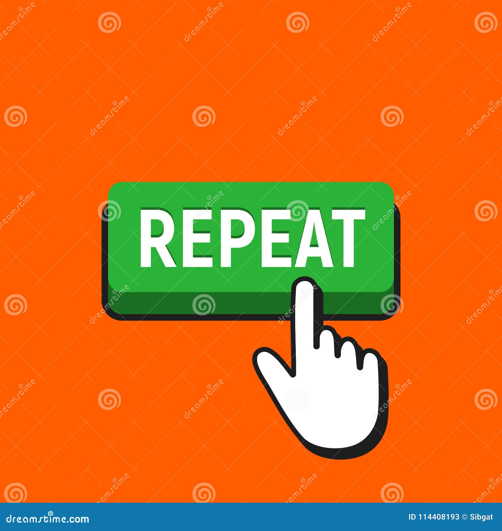 Hand Mouse Cursor Clicks the Repeat Button. Stock Vector - Illustration ...
