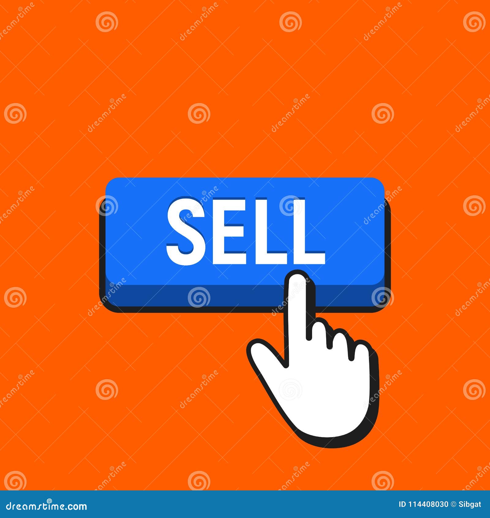 Hand Mouse Cursor Clicks the Sell Button. Stock Vector - Illustration ...