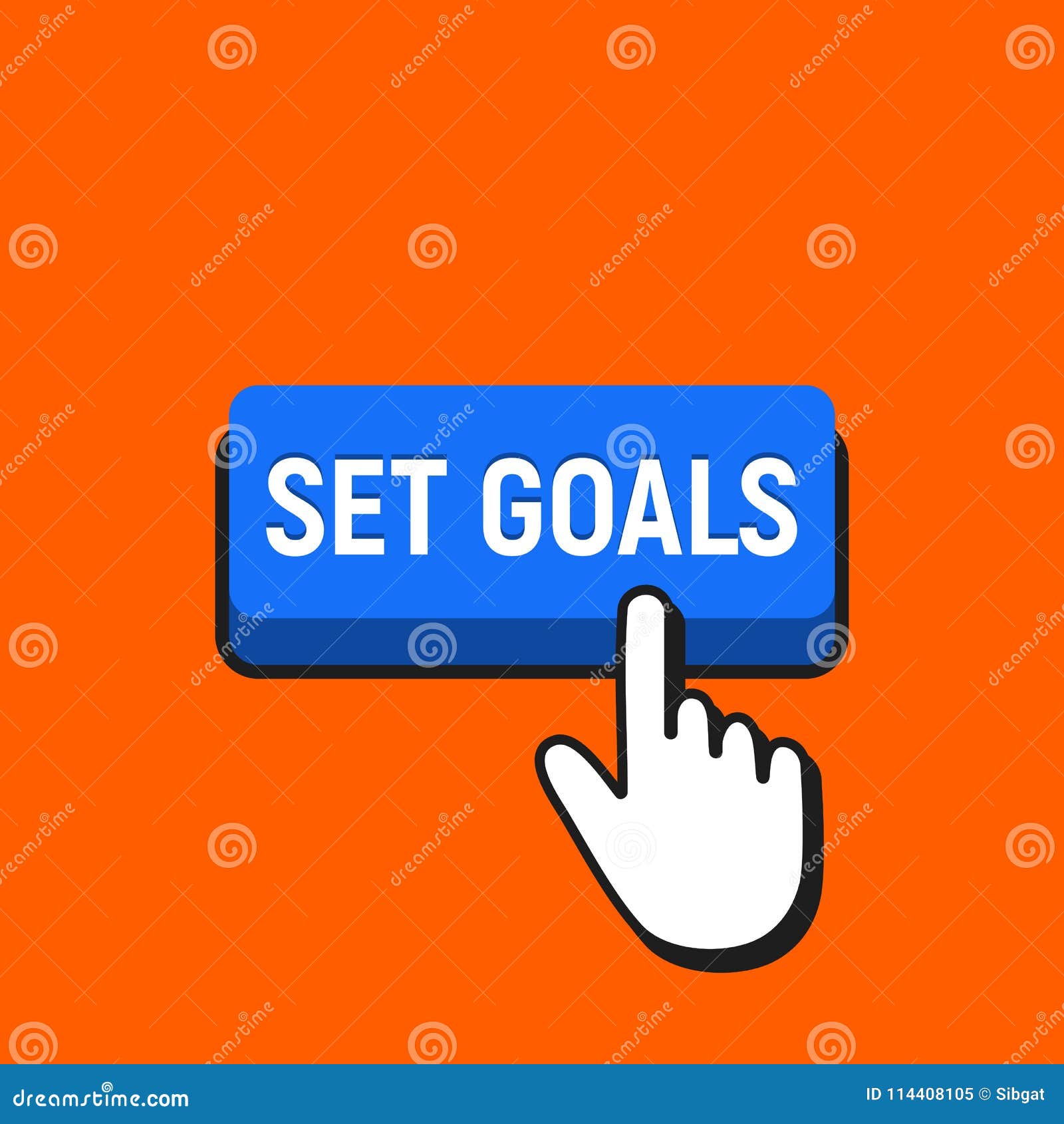 Hand Mouse Cursor Clicks the Set Goals Button. Stock Vector ...