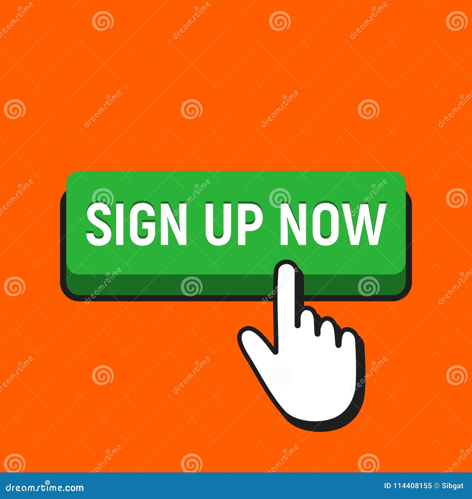 Hand Mouse Cursor Clicks the Sign Up Now Button. Stock Vector ...