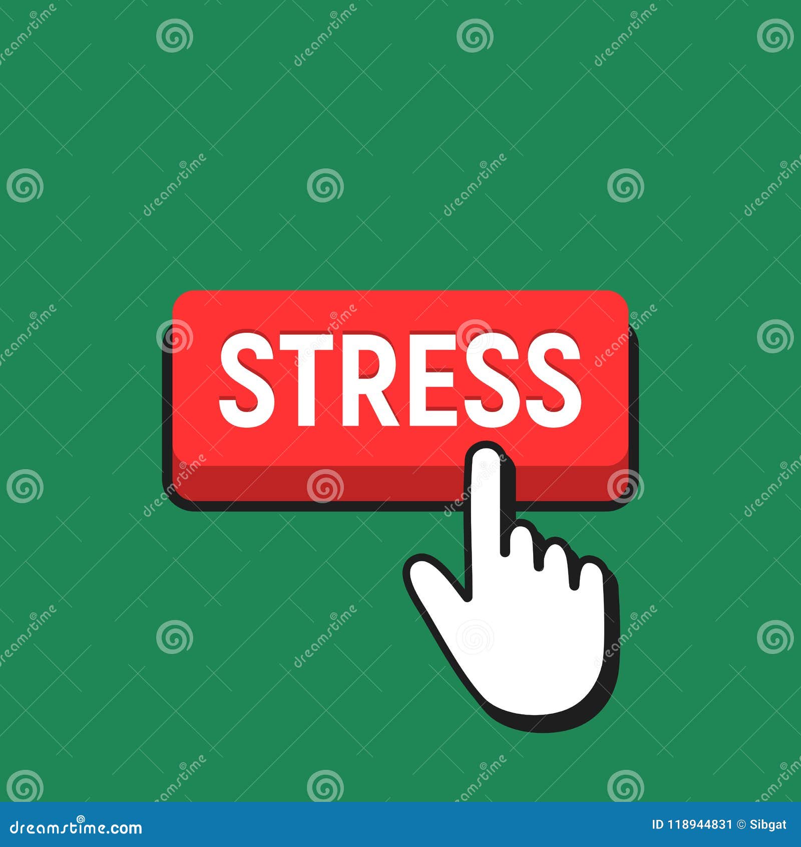 Hand Mouse Cursor Clicks the Stress Button. Stock Vector - Illustration ...