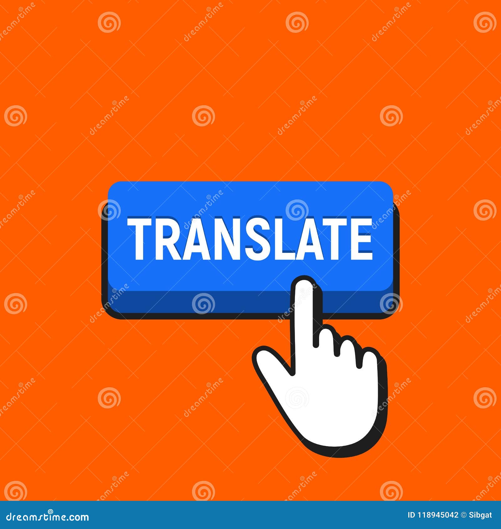 Hand Mouse Cursor Clicks the Translate Button. Stock Vector ...
