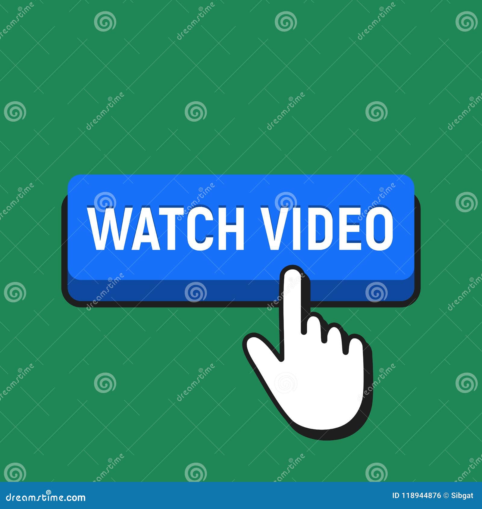 Hand Mouse Cursor Clicks the Watch Video Button. Stock Vector ...