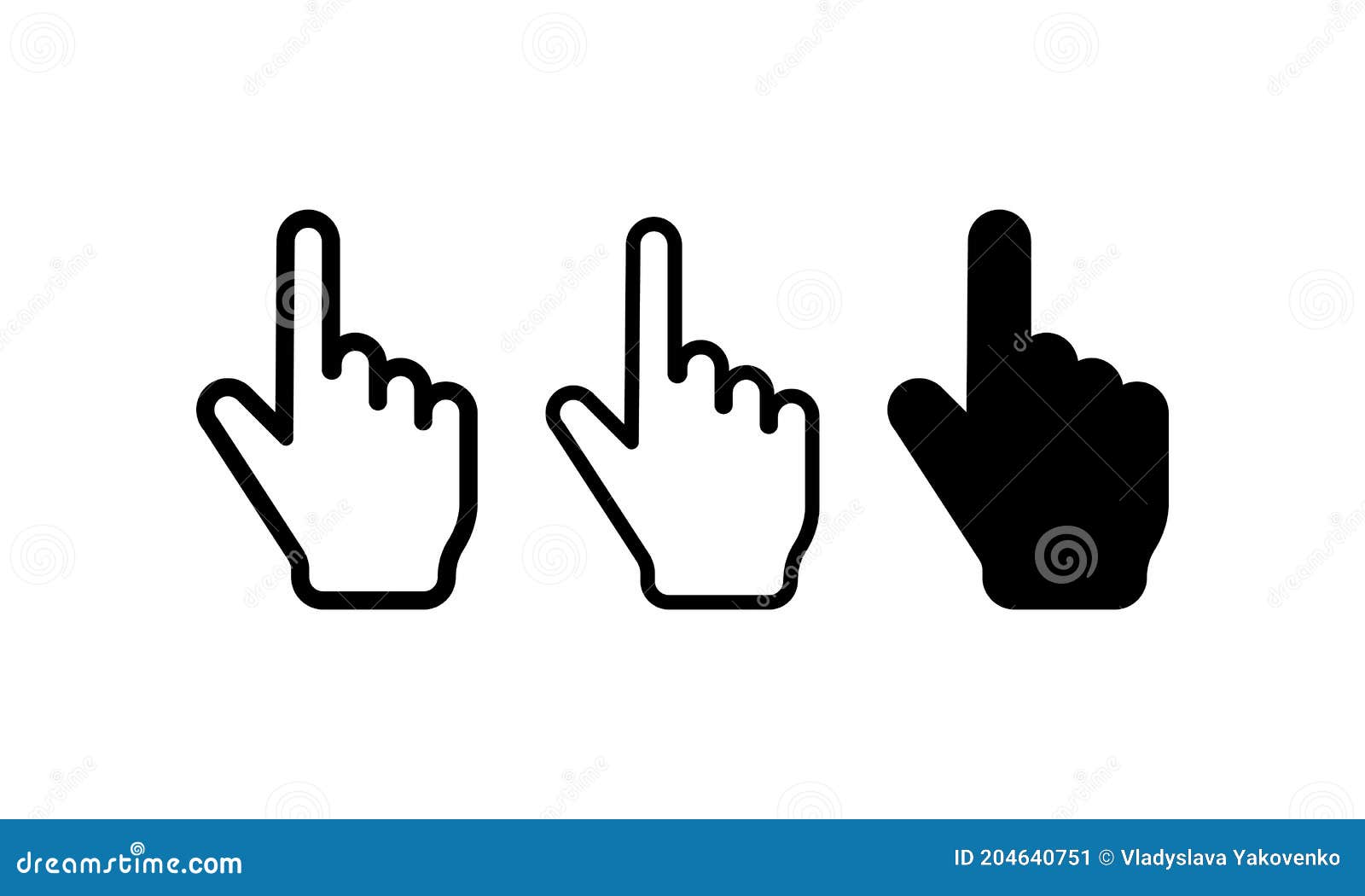 Hand Mouse Cursor Icon Set. Computer Pointer Sign. Vector EPS 10 Stock ...