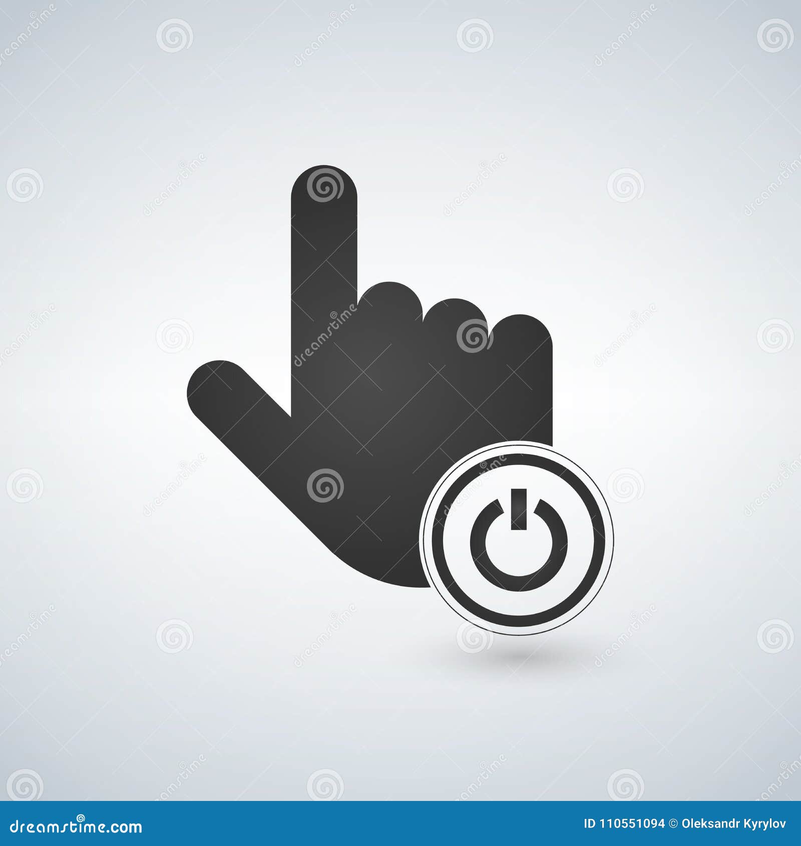 Hand Mouse Cursor Pointer with Turn Off on Power Icon in the Circle ... Hand Mouse Cursor Pointer with Turn Off on Power Icon in the Circle ...