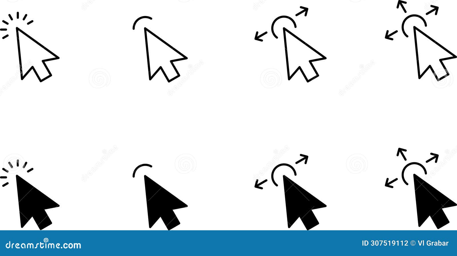 Hand Mouse Pointer Pictogram on Transparent Background. Finger Web Click Pointer Line and ...