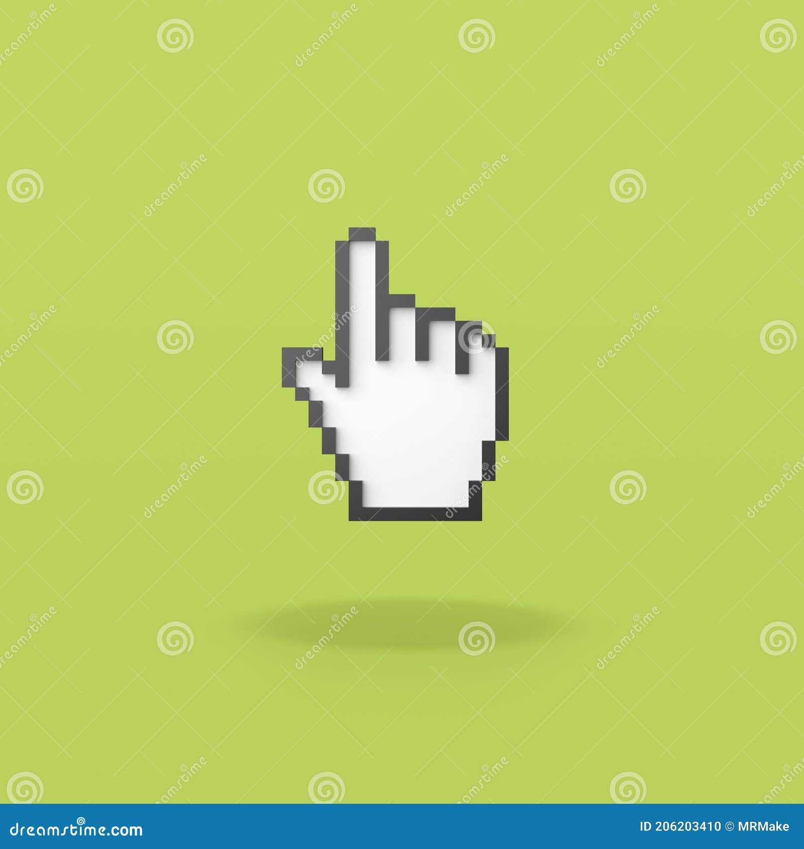 Hand Mouse Pointer Pixelated on Green Background Stock Illustration ...