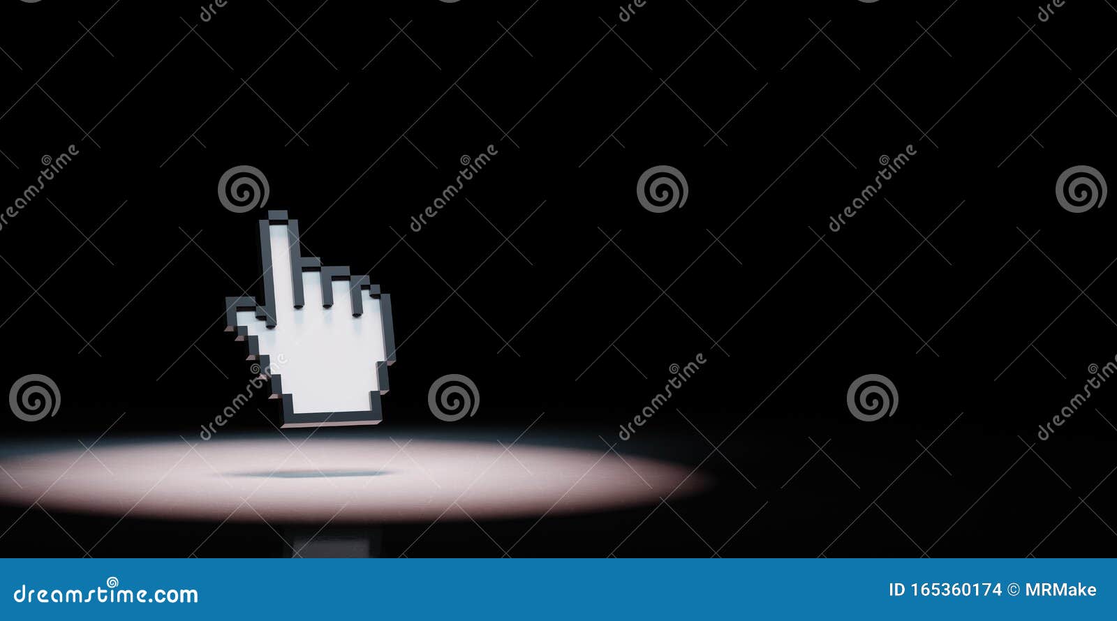 Hand Mouse Pointer Spotlighted on Black Background Stock Illustration ...