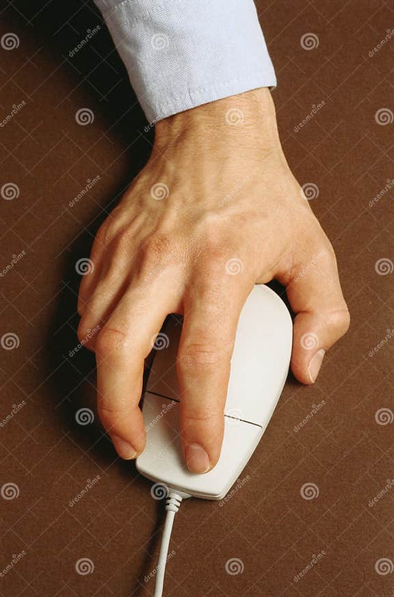Hand with Mouse Pointing Device Stock Image - Image of device, body ...