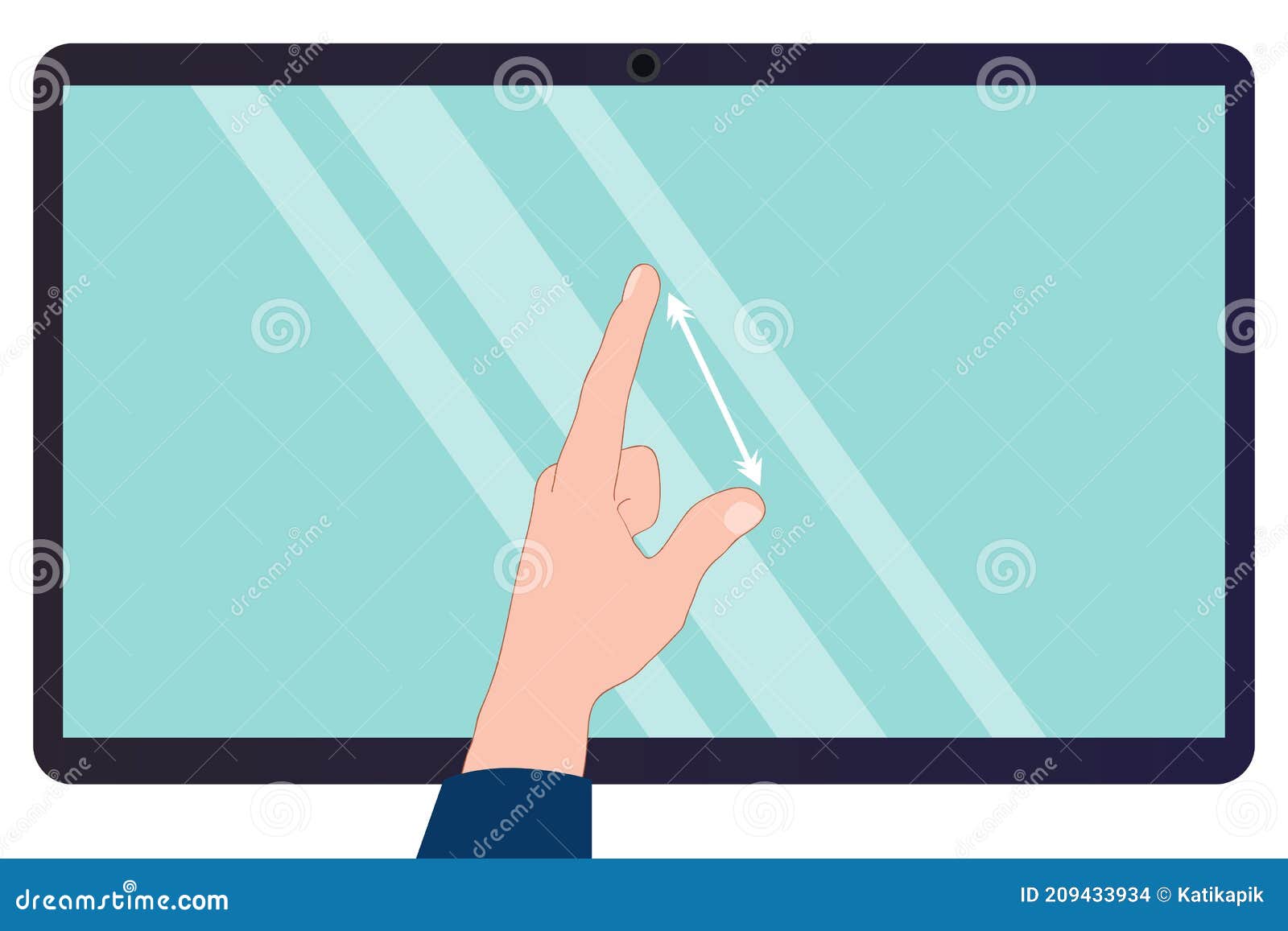 Hand Movement on the Touch Screen. Tablet and Hand Control Stock ...