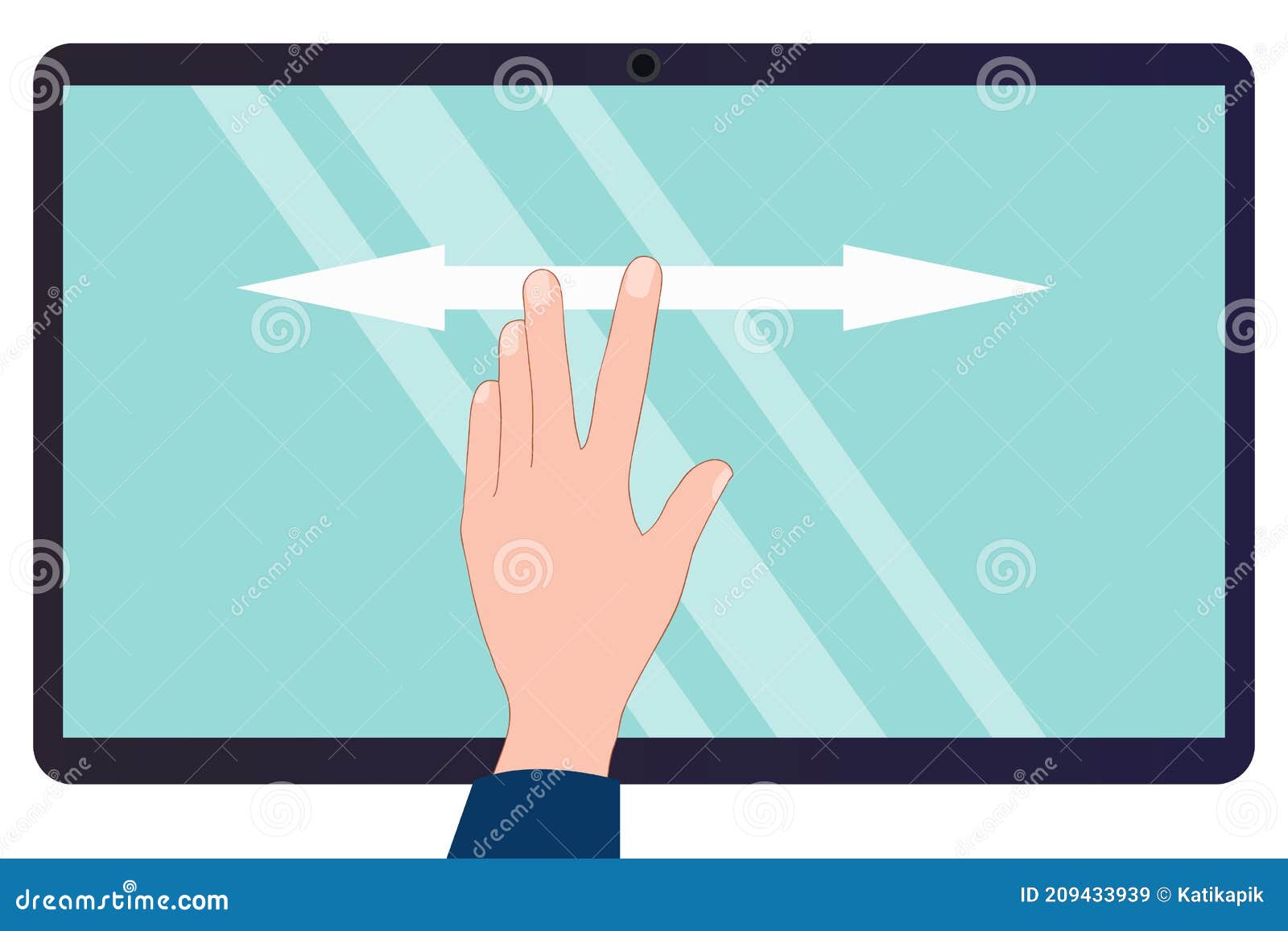 Hand Movement on the Touch Screen. Tablet and Hand Control Stock Vector ...