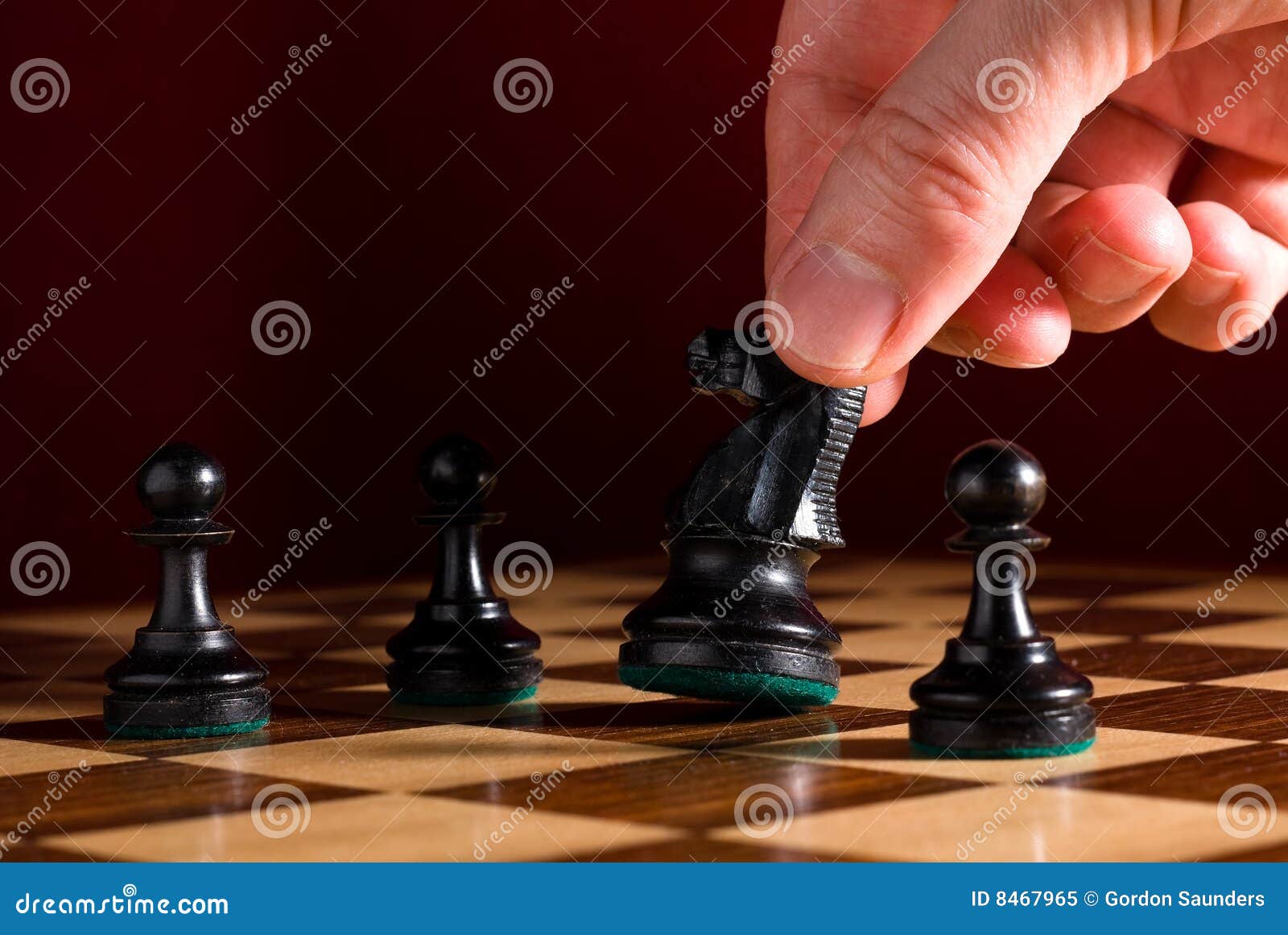 Hand Moves Knight on Chess Board Stock Image - Image of action ...