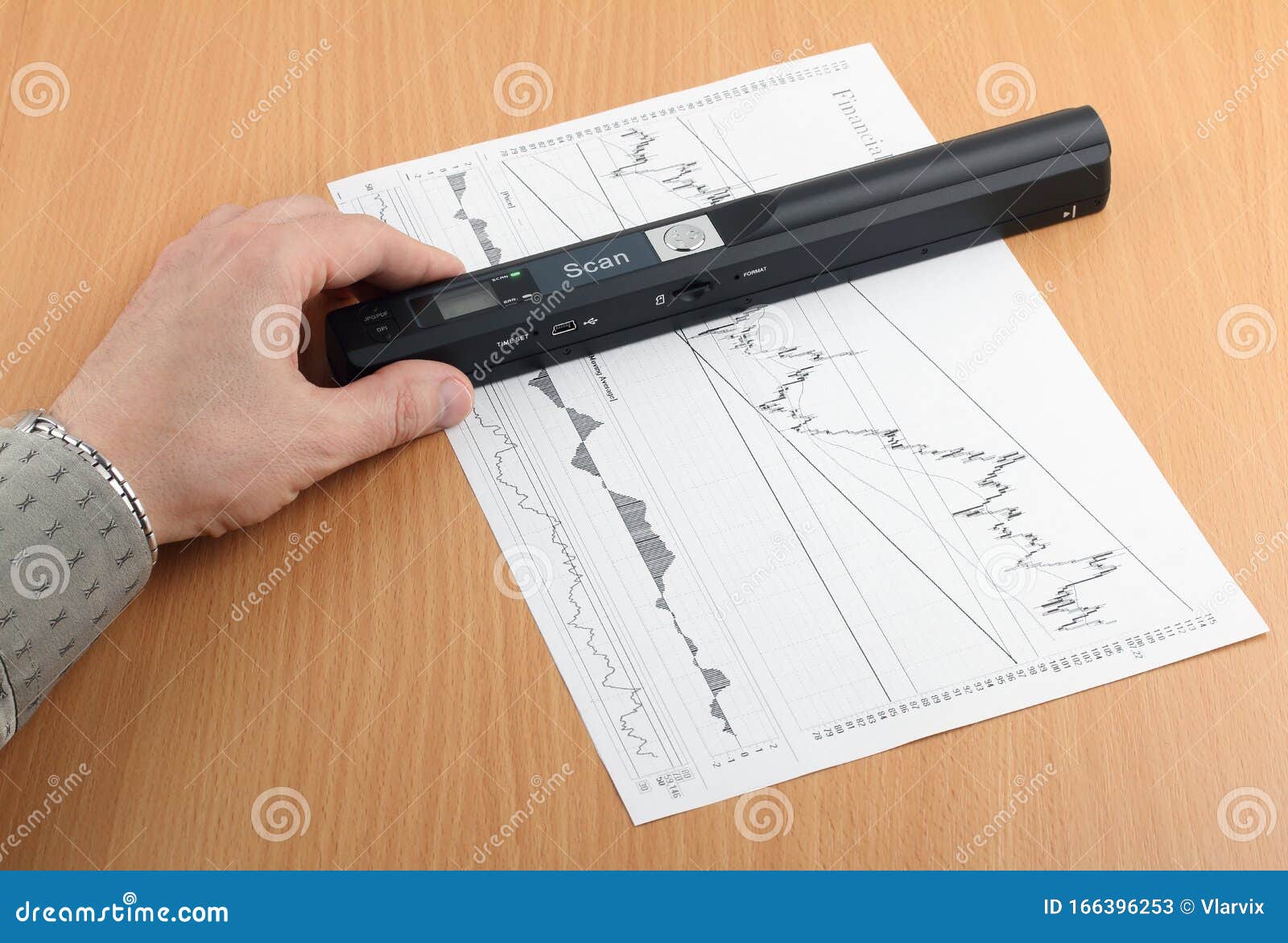 Hand Moves a Portable Handheld Black Scanner Stock Image - Image of ...