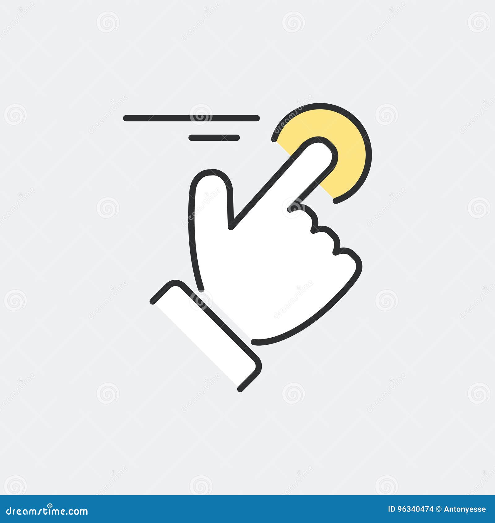 Hand Moving Button To the Right. Stock Vector - Illustration of button ...