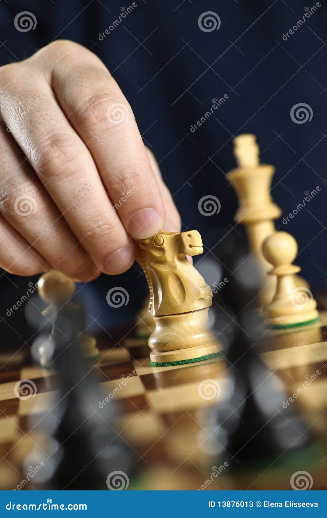 Hand Moving Knight on Chess Board Stock Image - Image of board, close ...