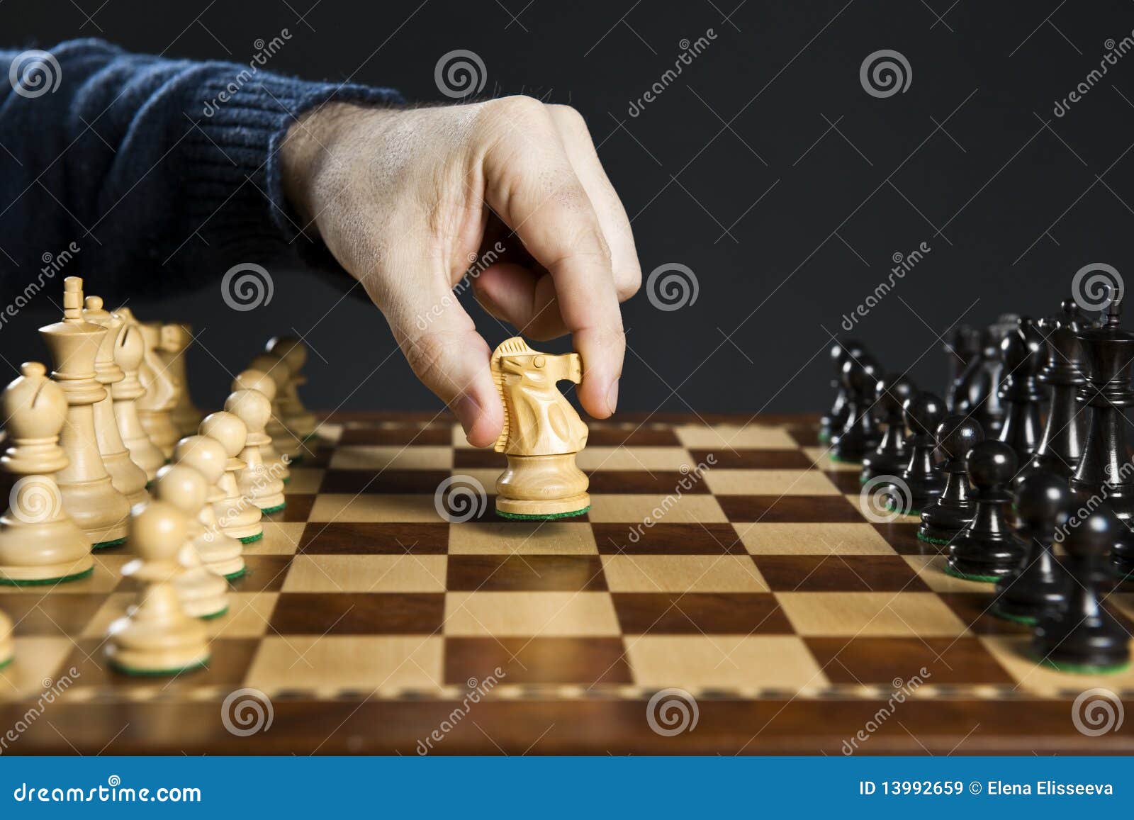 Hand Moving Knight on Chess Board Stock Image - Image of strategic ...