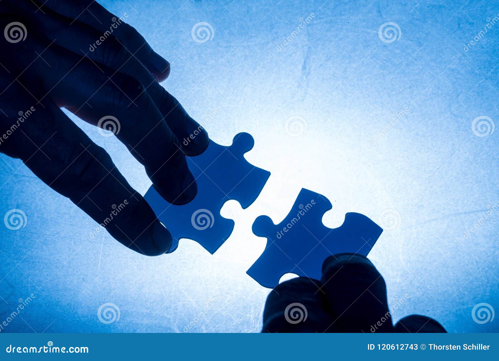 Hand Moving Two Blue Colored Puzzle Pieces - Blue Contact Stock Image ...