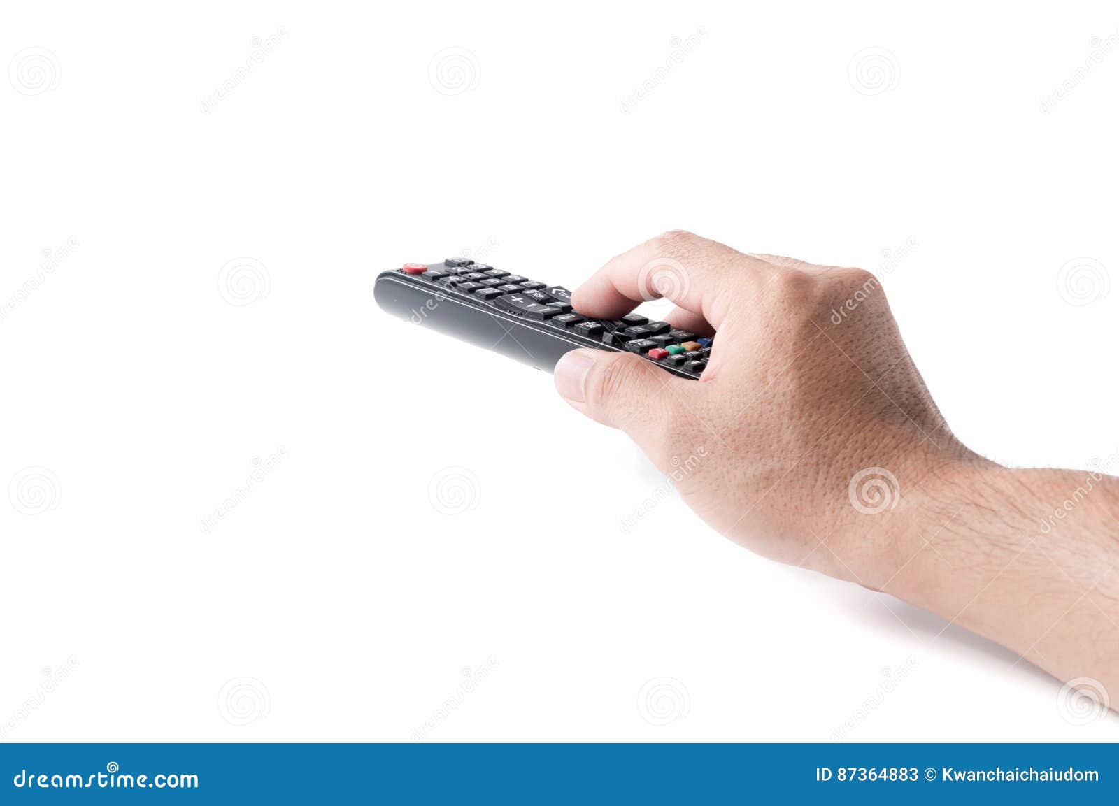 Hand with Multimedia Tv Remote Control Isolated Stock Image - Image of ...
