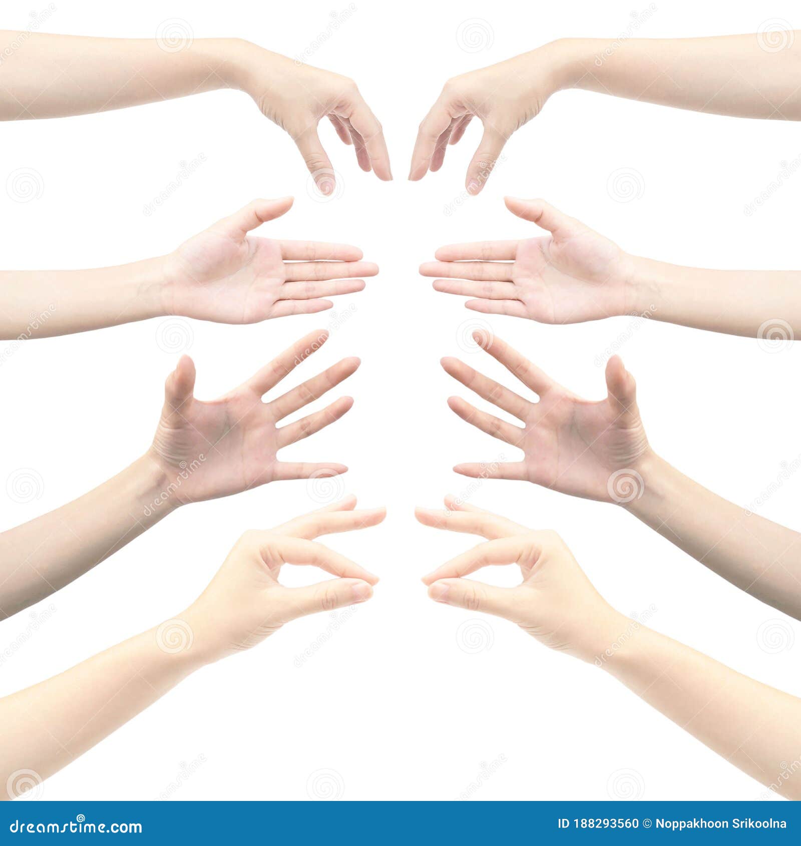 Multiple Collection Hands In Symbol Gestures Of Man`s Hand On Isolated ...