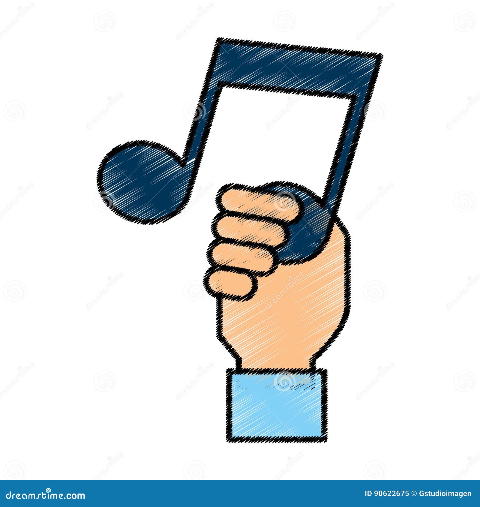 Hand with Music Note Isolated Icon Stock Vector - Illustration of ...