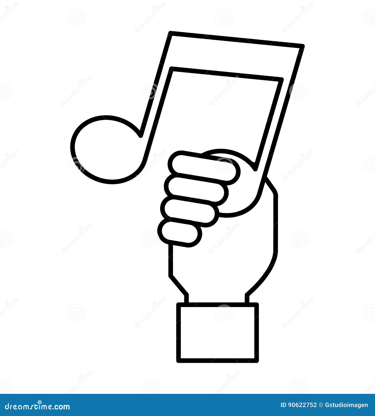 Hand with Music Note Isolated Icon Stock Vector - Illustration of ...