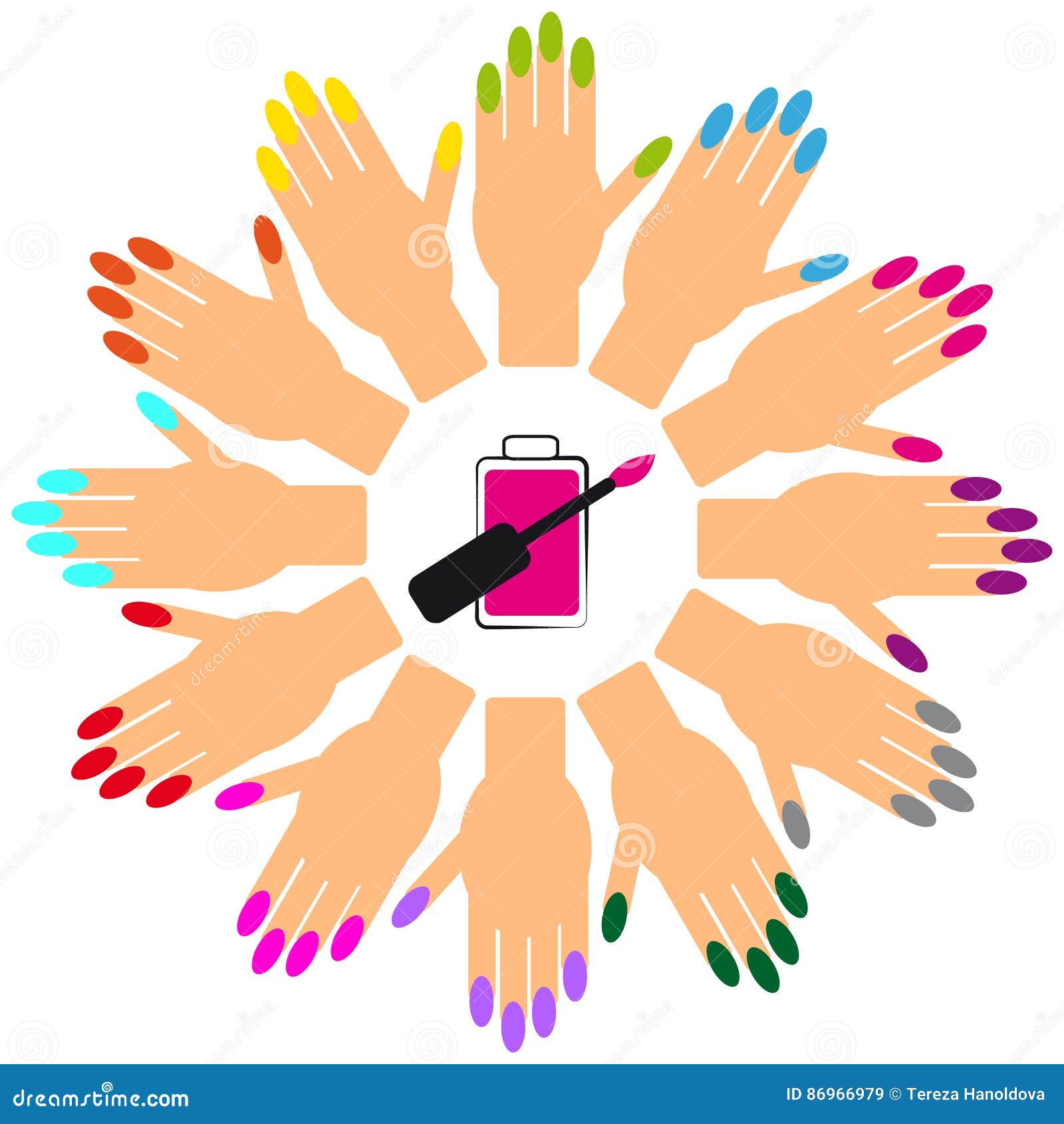 Hand with Nails on White Background Stock Vector - Illustration of skin ...