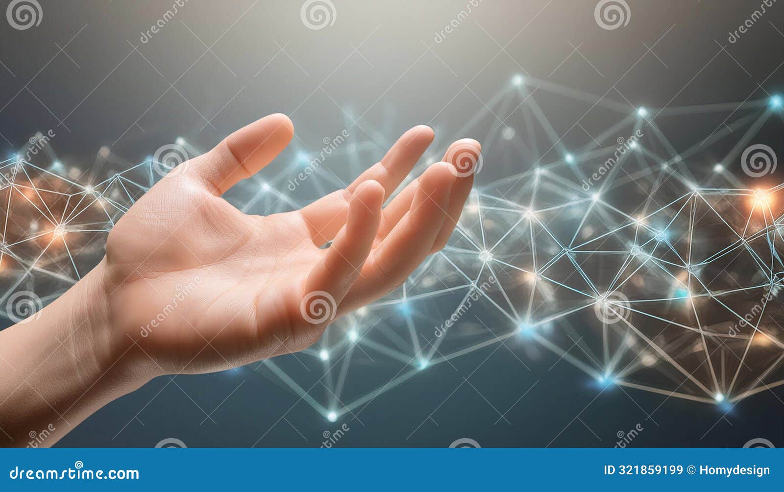 A Hand Navigates a Complex Digital Network Stock Illustration ...