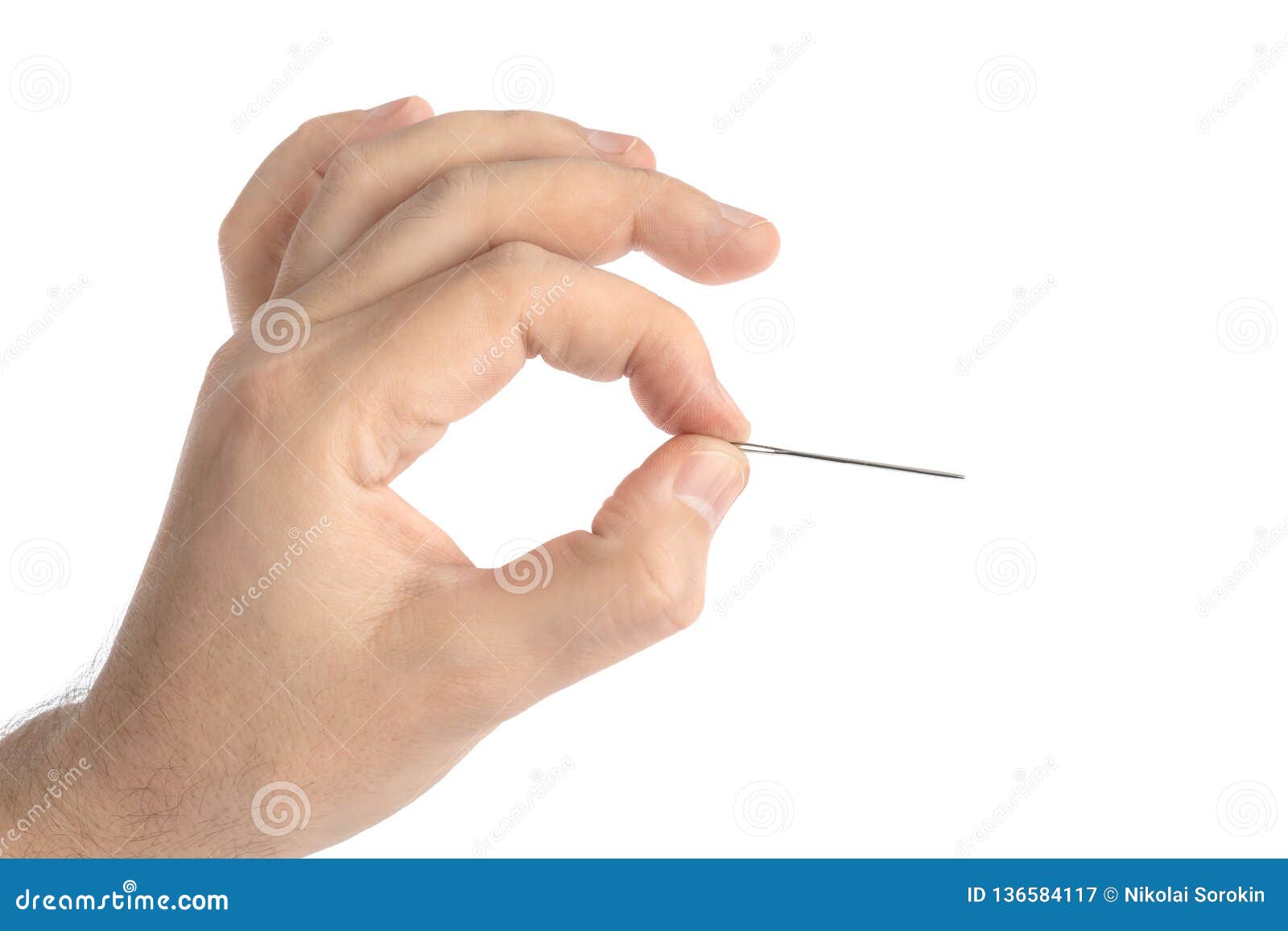 Hand with needle stock image. Image of isolated, fail - 136584117