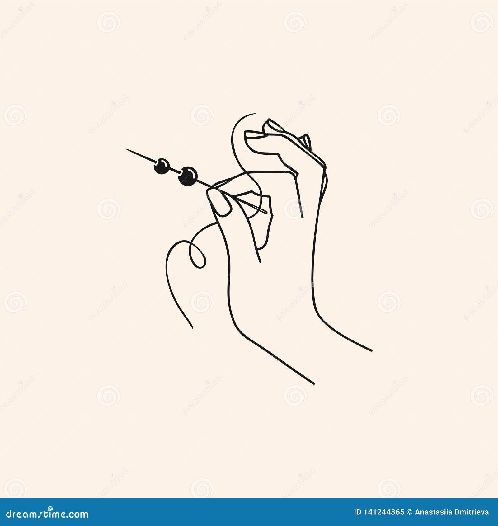 Hand needle logo line Art stock vector. Illustration of craft - 141244365