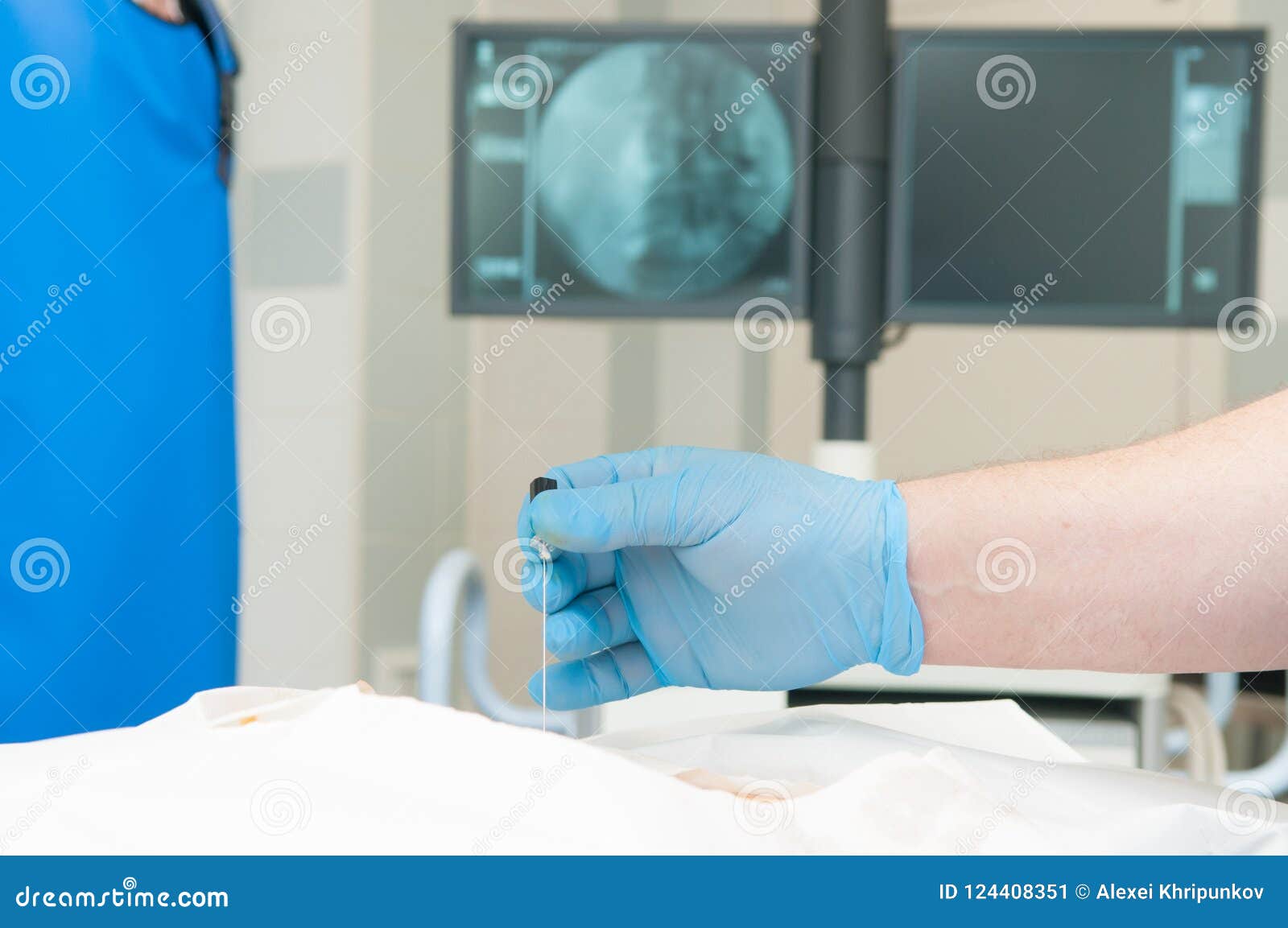 Hand with a Needle in the Operating Room Stock Image - Image of ...