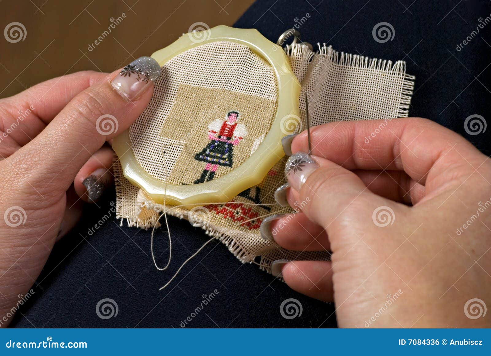 Hand needlework stock photo. Image of colors, lady, home - 7084336