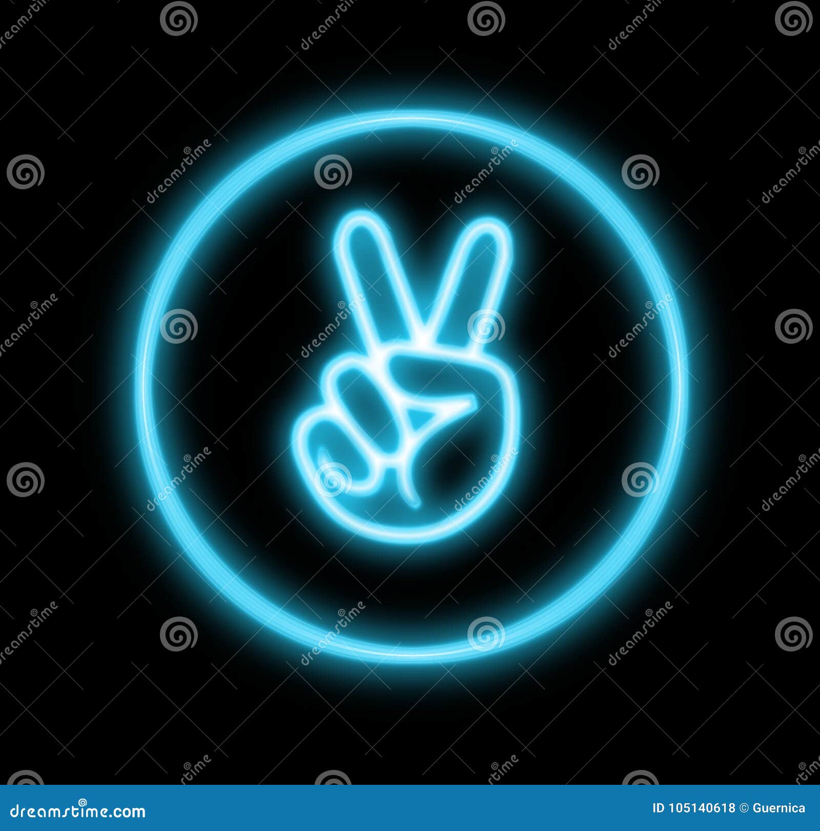 Neon Blue Peace Sign