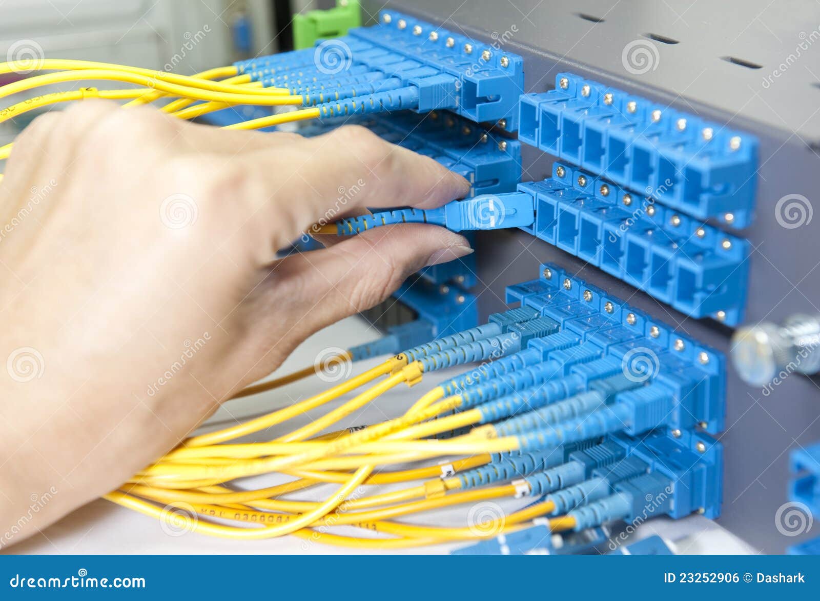 Hand with Network Cables and Hub Stock Photo - Image of connectivity ...
